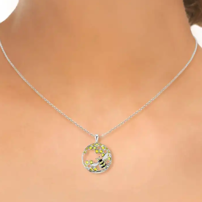 Sterling Silver Enamel Bee Necklace – Madalyn's Fine Jewelry